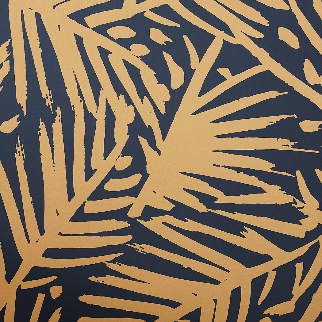 Shop caymen navy and gold palm traditional paste wallpaper. Modern ...