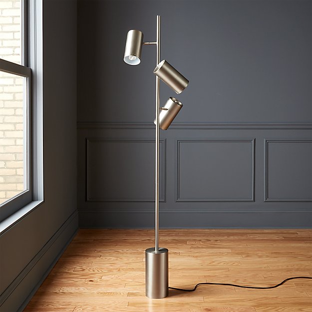 Trio Floor Lamp Brushed Nickel | CB2