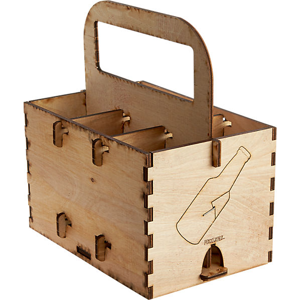 wood 6 pack holder with opener